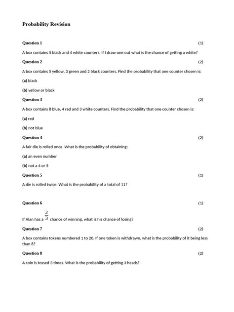 Probability Revision Pdf