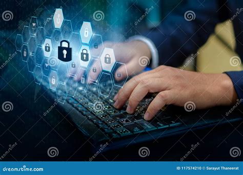 Press Enter Button On The Computer Key Lock Security System Abstract