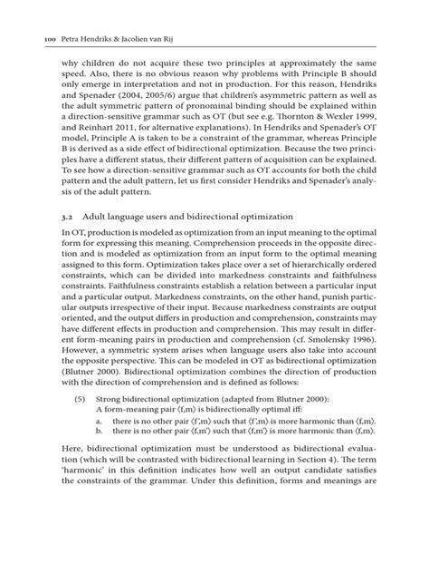 Bidirectional Optimality Theory Language Acquisition And Language