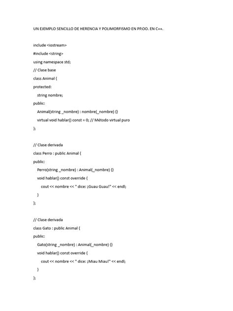 Herencia Y Polimorfismo Java Cpp Descargar Gratis Pdf C Herencia Programación