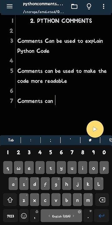 30sec Introduction To Python Programming On Mobile Python Comments