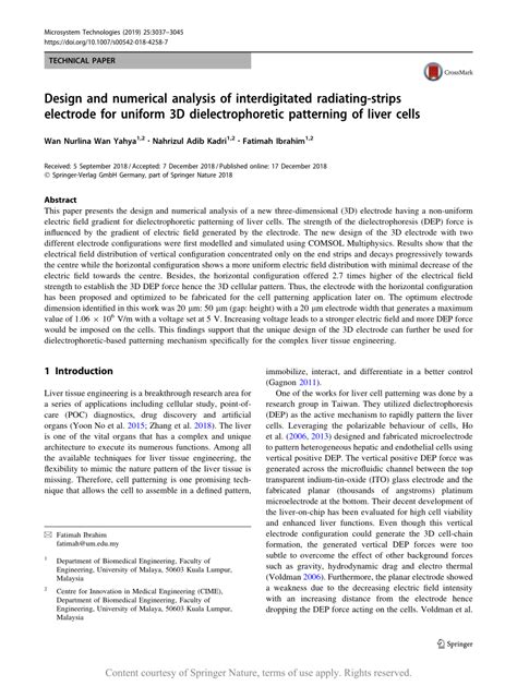 Design And Numerical Analysis Of Interdigitated Radiating Strips Electrode For Uniform 3d