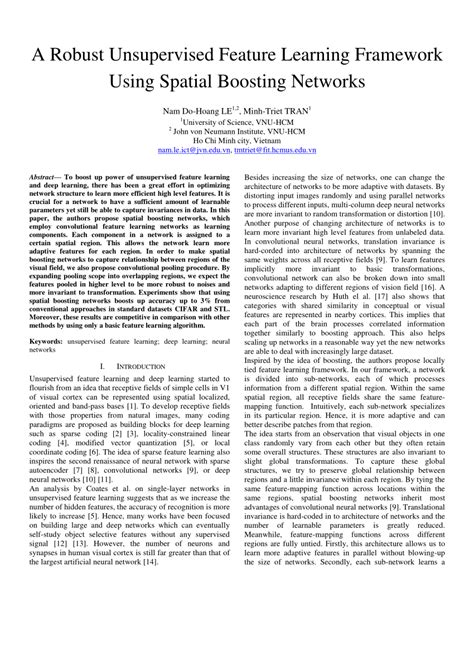 Pdf A Robust Unsupervised Feature Learning Framework Using Spatial Boosting Networks