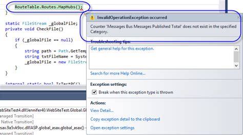 오류 유형 235 signalr 오류 메시지 counter messages bus messages published
