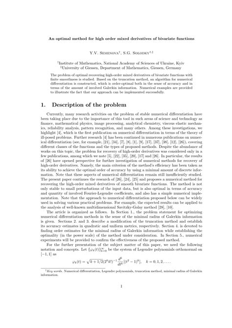 Pdf An Optimal Method For High Order Mixed Derivatives Of Bivariate Functions
