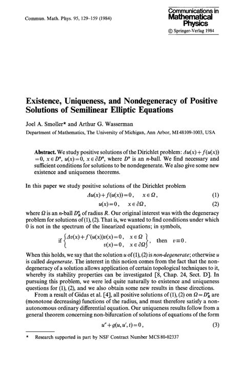 Pdf Existence Uniqueness And Nondegeneracy Of Positive Solutions Of