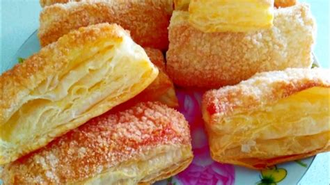 Язычки из быстрого бездрожжевого слоеного теста с сахаром Самая быстрая выпечка Youtube