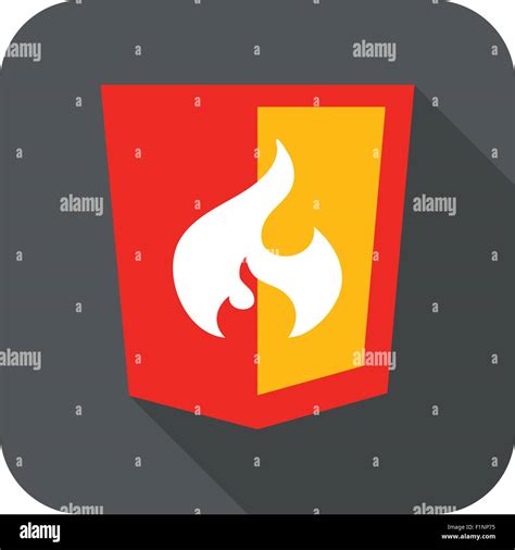 Vector Illustration Of Web Shield Flame Php Framework Isolated Flat Design Site Development