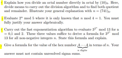 Solved Explain How You Divide An Octal Number Directly In