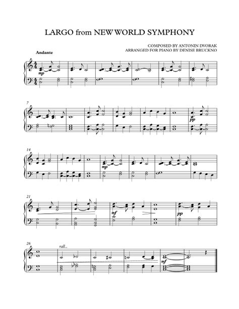 Largo From New World Symphony Arr Denise Bruckno By Antonin Dvorak