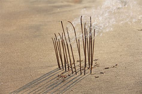 스틱 향 및 향 점화에서 연기 향 스틱 해변 바다의 배경에서 굽기 아름 다운 연기입니다 배경을 흐리게 및 복사 공간 디자인 0명에 대한 스톡 사진 및 기타 이미지 Istock