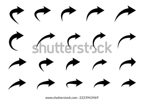 Set Black Curved Arrows Isolated On Stock Vector Royalty Free Shutterstock