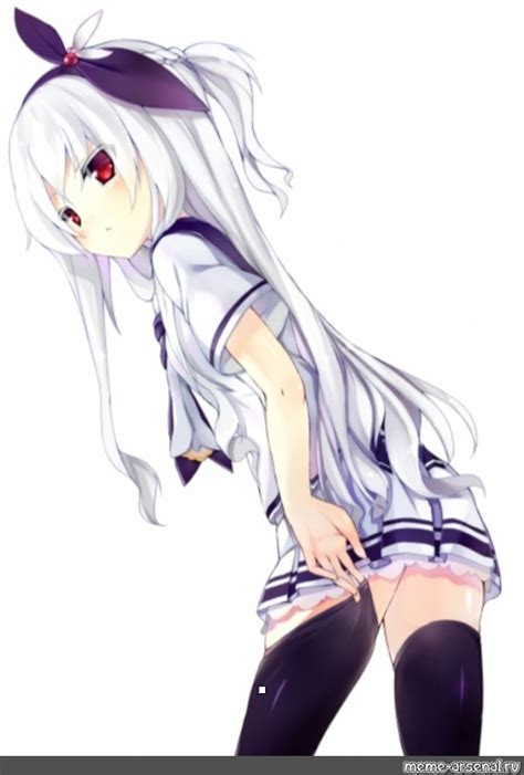 Создать мем аниме на белом фоне тян на белом фоне тян с белыми волосами Картинки Meme