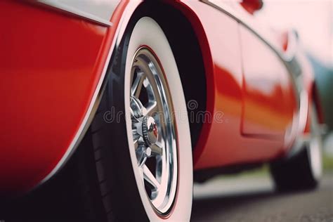 Closeup Detail Of Red Aluminum Car Wheel Neural Network Ai Generated Stock Illustration