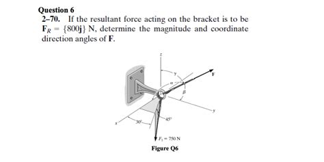 Solved Question 6 2 70 If The Resultant Force Acting On The Bracket Is To Be 𝐅r {800 𝐣}n