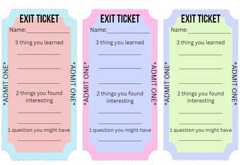 Exit Tickets Printable ANY SUBJECT By MsHarrisLovesTeaching TPT