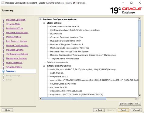 Dialogue Sequence For Database Creation In Oracle 19c