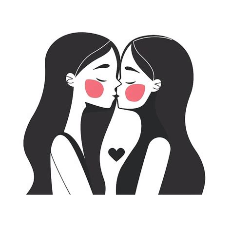 Un dibujo de dos mujeres besándose Foto Premium