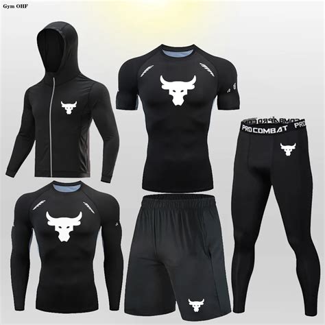 MMA 압축 러쉬가드 남성용 Jiu Jitsu T 셔츠 바지 무에타이 러쉬 가드 MAA 체육관 남자 Bjj 복싱 개 세트 의류 AliExpress