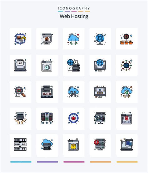 Free Vector Creative Web Hosting 25 Line Filled Icon Pack Such As Folders Server Cloud Proxy