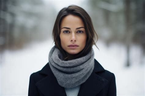 Premium Photo Woman Alone In The Forest In A Winter Scene