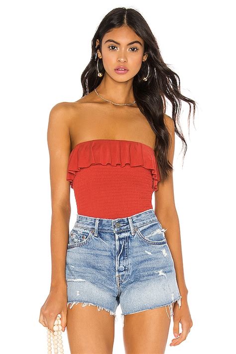 Privacy Please Ruby Bodysuit In Coral Revolve