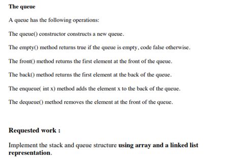 Solved The Queue A Queue Has The Following Operations The