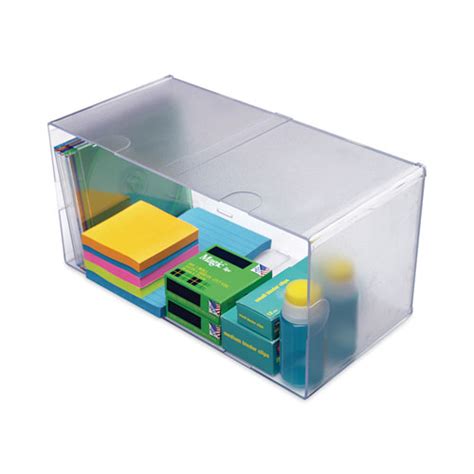 Deflecto® Stackable Cube Organizer Double Cube Plastic 12 X 6 X 6 Clear Lower Huron Company