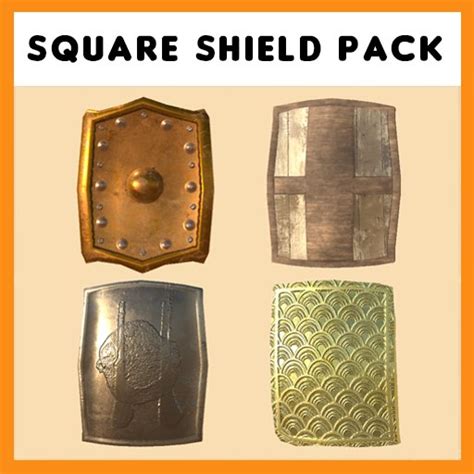 3d Square Shields Pack Turbosquid 1304727