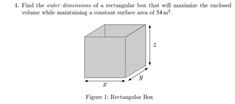 solved 4 find the outer dimensions of a rectangular box