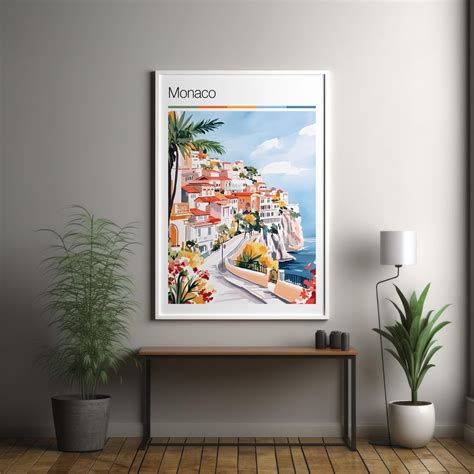 Monaco City Art Print Monaco City Travel Poster Monaco Wall Art