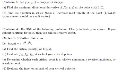 Solved Problem 3 Let F X Y Z Cos Xyz Sin Xyz A Chegg Com