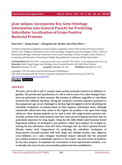 Pdf Ploc Mgpos Incorporate Key Gene Ontology Information Into