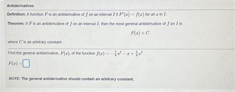 Solved Definition A Function F Is An Antiderivative Of F On
