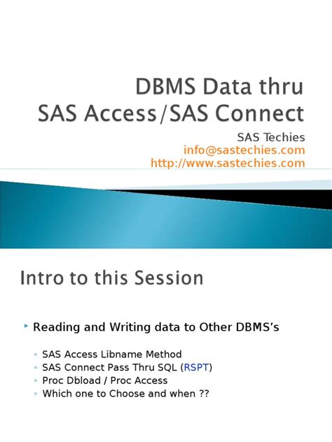 Sas Slides 14 Sas Access Sas Connect Sas Software Databases Free 30 Day Trial Scribd