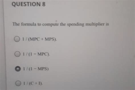 Solved Question 4 The Relationship Between Mpc And Mps Is