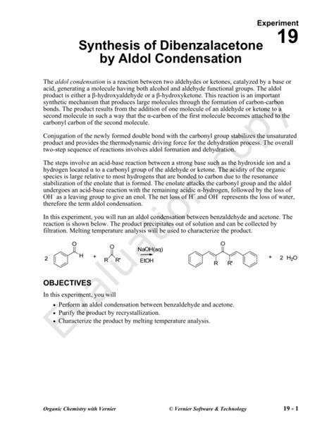 Dibenzalacetone Synthesis Aldol Condensation Lab Experiment