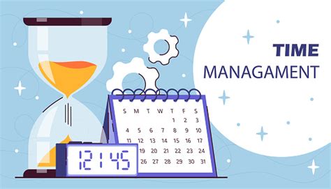 시간 관리 개념 모래시계 타이머 달력 효과적인 작업 프로세스를 계획 일정 수립 및 구성합니다 시계와 시계 랜딩 웹페이지 디자인 평면 벡터 그림 경영자에 대한 스톡 벡터 아트