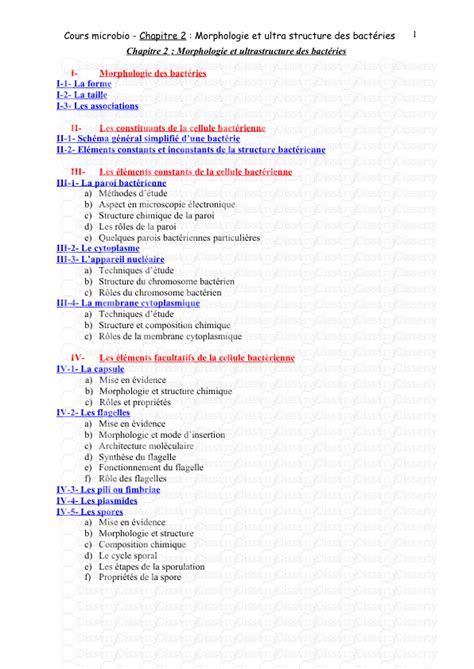 Cours Microbio Chapitre 2 Morphologie Et Ultra Structure Des Bactéries Chap Document