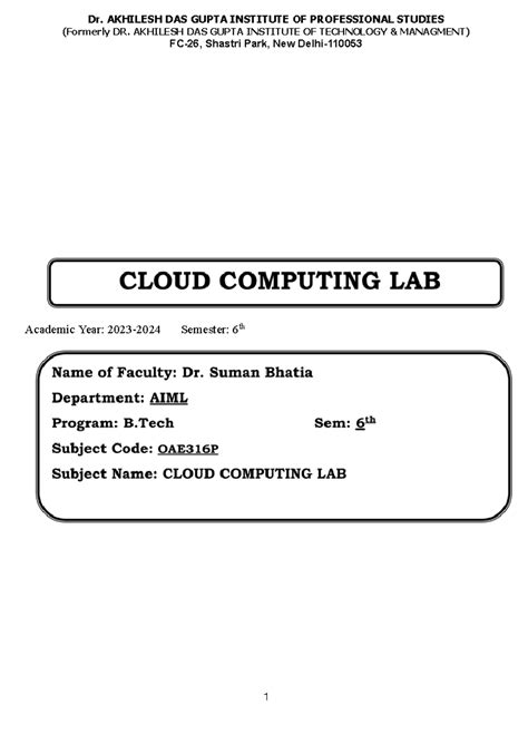 cloud computing lab manual lab1 docx formerly dr akhilesh das gupta