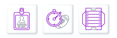 라인 미식 축구장 Vip 배지 및 축구 및 스톱워치 아이콘을 설정합니다 벡터 가는 끈에 대한 스톡 벡터 아트 및 기타 이미지 가는 끈 건네주기 경기장 Istock