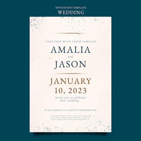 수채화 결혼 축 하 초대장 무료 Psd 파일