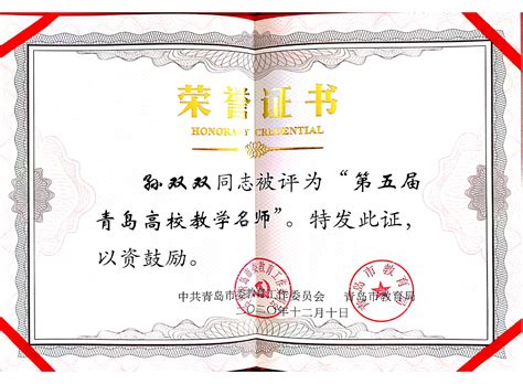 【青岛市教学名师】孙双双 机电工程学院