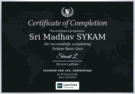 Sri Madhav On Linkedin I Have Completed The Python Quiz By Carrerninja