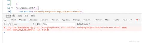wechat applet error [app json file content error] app json [“usingcomponents“][“van button