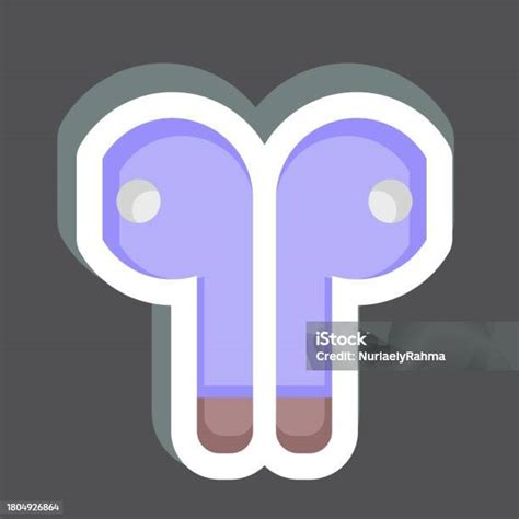 스티커 이어버드 컴퓨터 기호와 관련이 있습니다 심플한 디자인 편집 가능 간단한 일러스트레이션 개념에 대한 스톡 벡터 아트 및