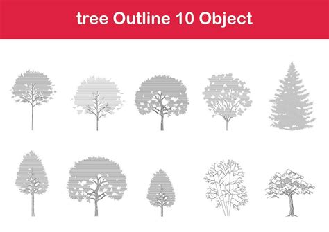 Tree Line Drawing Side View Graphics Trees Elements Single Object Outline Minimal Plant Symbol