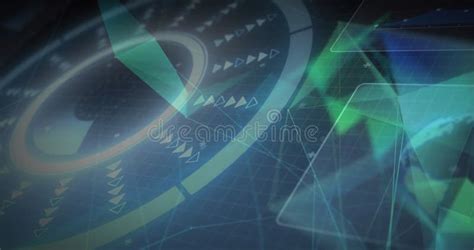 Image Of Network Of Connections Over Scope Scanning And Data Processing On Screens Stock Image