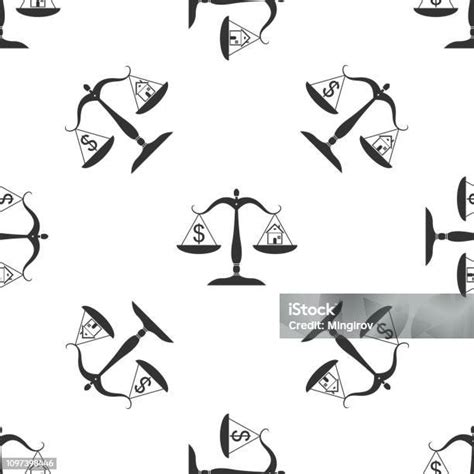 흰색 바탕에 비늘 아이콘 완벽 한 패턴에 집 및 달러 기호입니다 평면 디자인입니다 벡터 일러스트 레이 션 0명에 대한 스톡 벡터 아트 및 기타 이미지 Istock