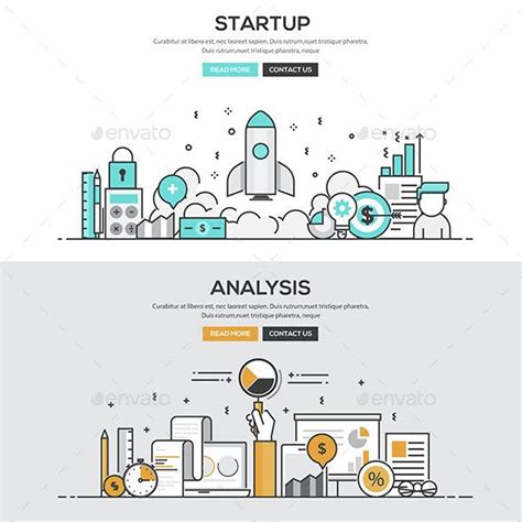 Set Of Flat Line Color Banners Concept Web Banner Design Vector Graphics Design